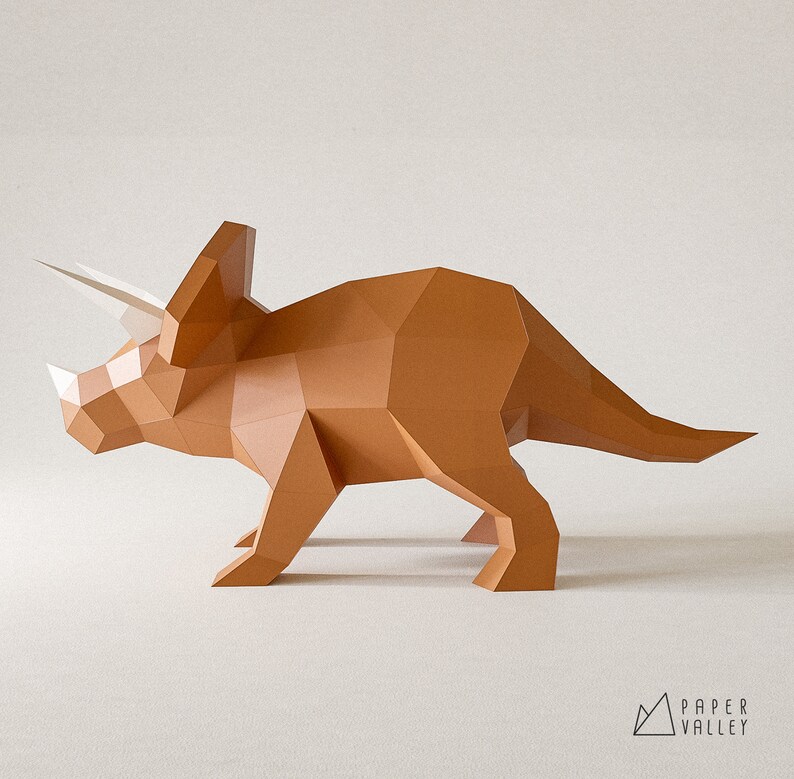 Triceratops Papercraft Dinosaur DIY Home Decor Paper Animal - Etsy