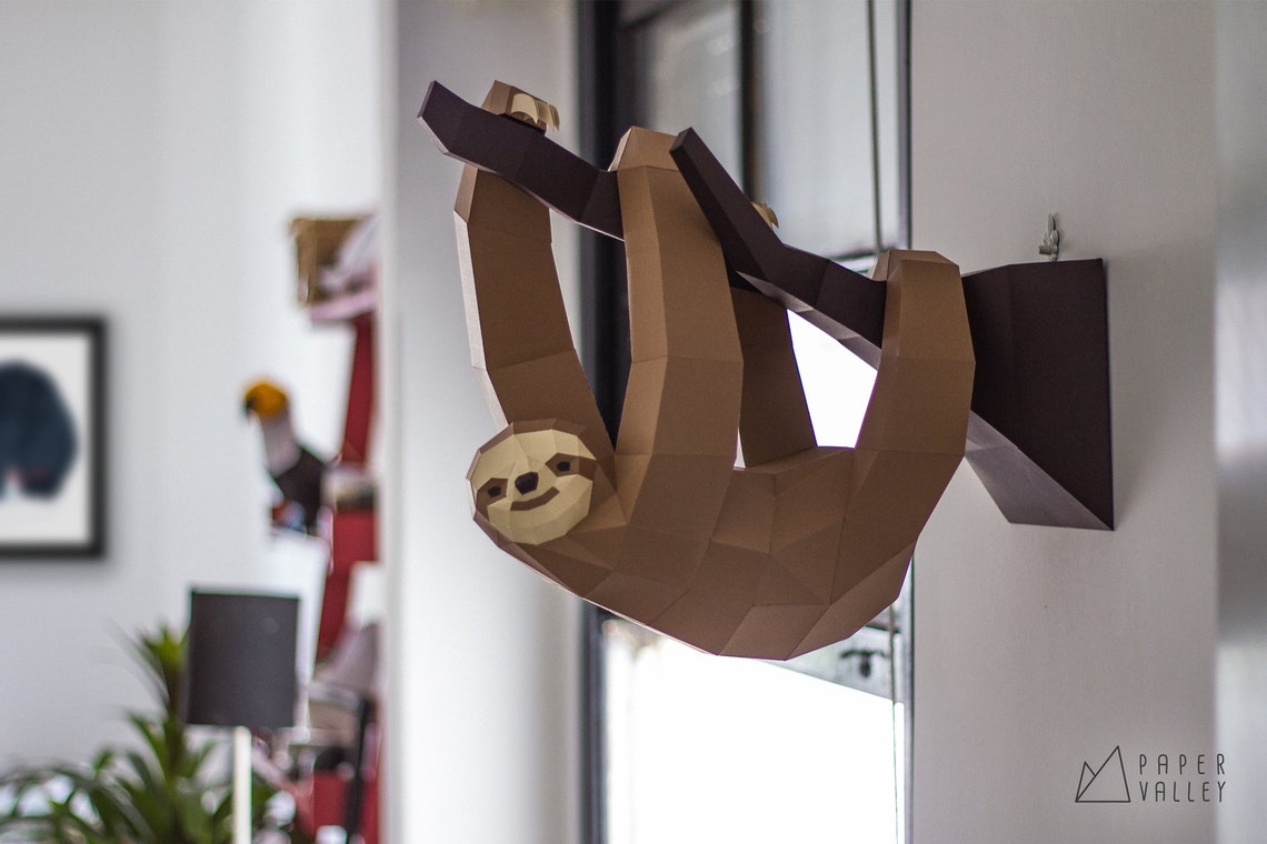 Sloth Papercraft Paper Sloth DIY Paper Animal Home Decor | Etsy