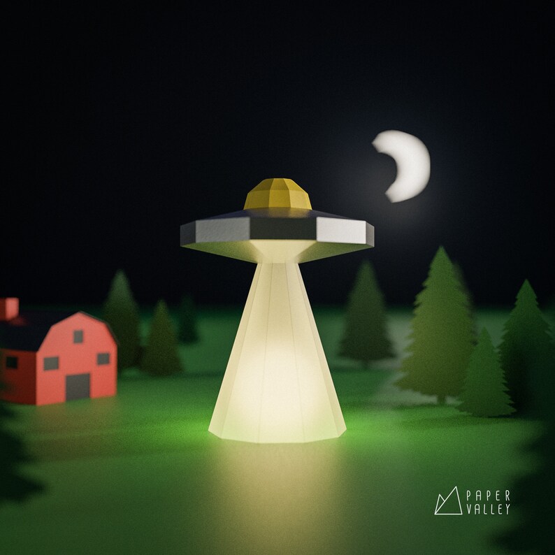 UFO Papercraft Alien Spaceship Lamp Space DIY Home Decor - Etsy