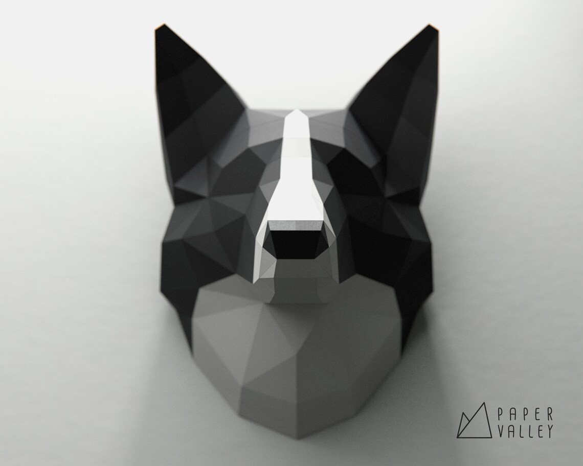 Border Collie Trophy Head Papercraft DIY Home Decor Paper - Etsy New ...