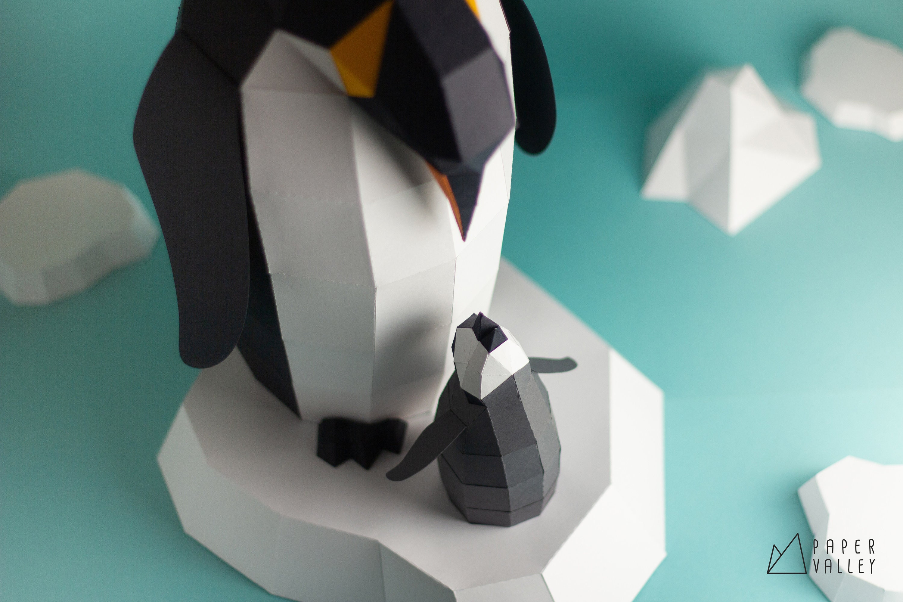 Penguins Papercraft Momma & Baby DIY Home Decor Paper - Etsy