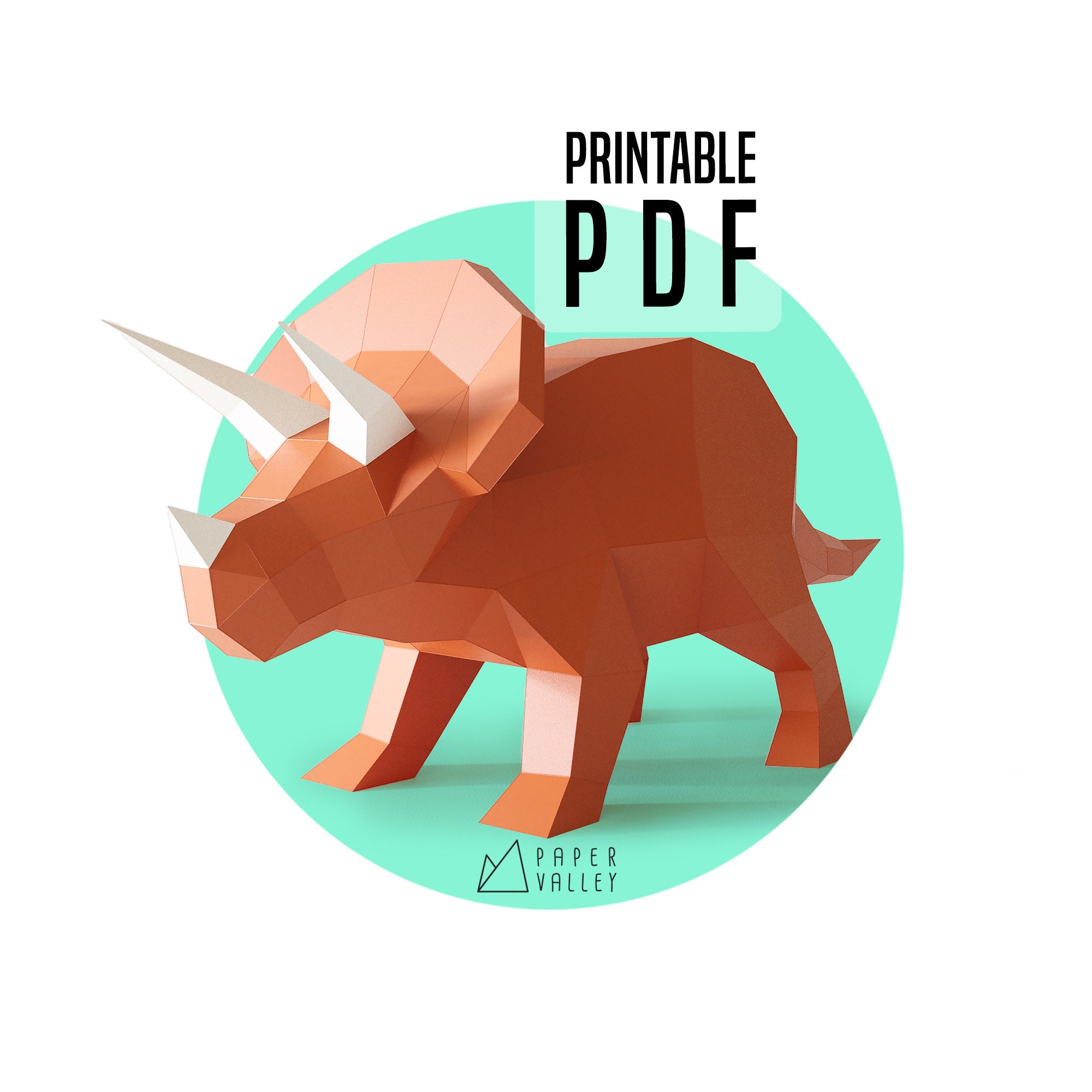 Triceratops Papercraft Dinosaur DIY Home Decor Paper Animal - Etsy