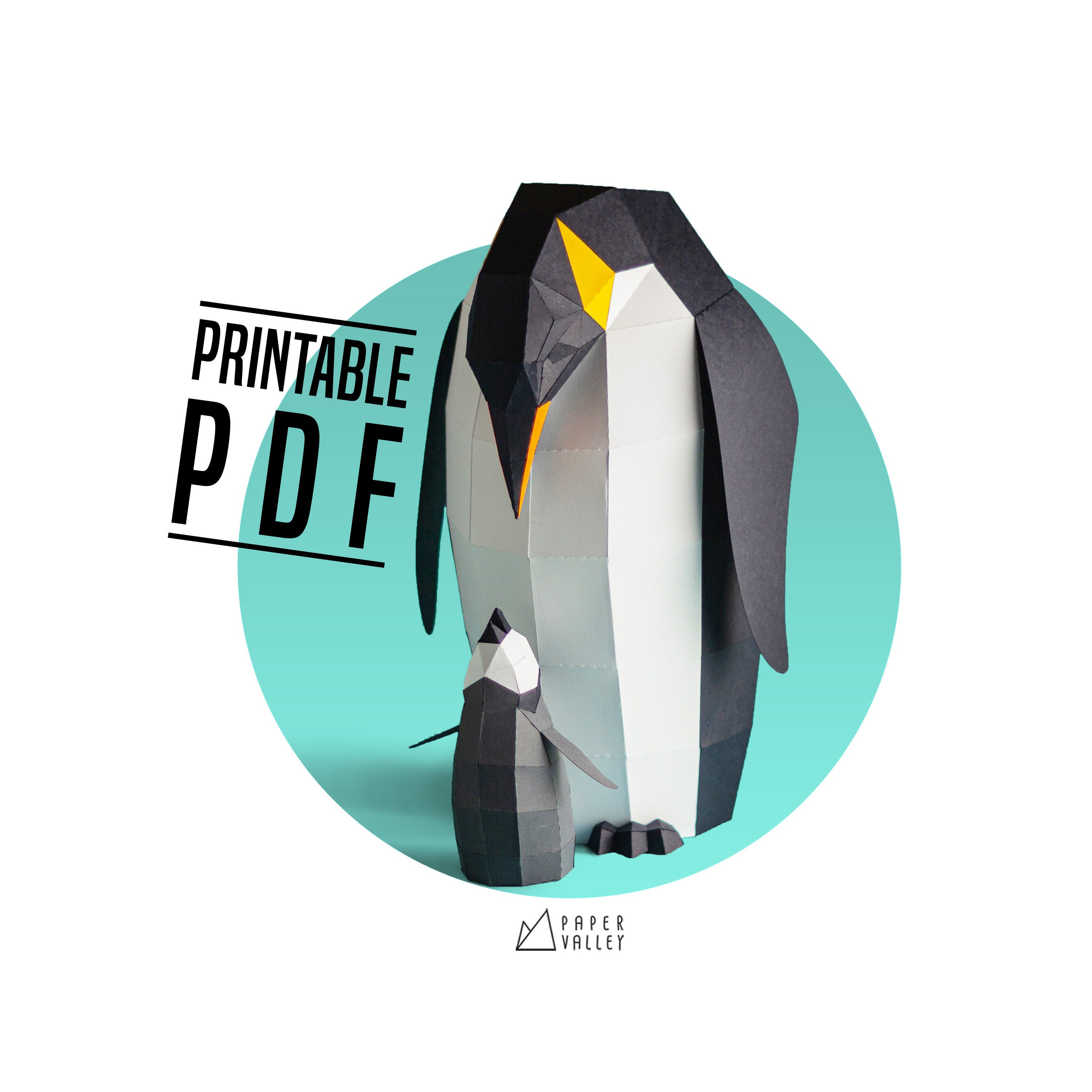 Penguins Papercraft, Momma & Baby, DIY Home Decor, Paper Animal ...