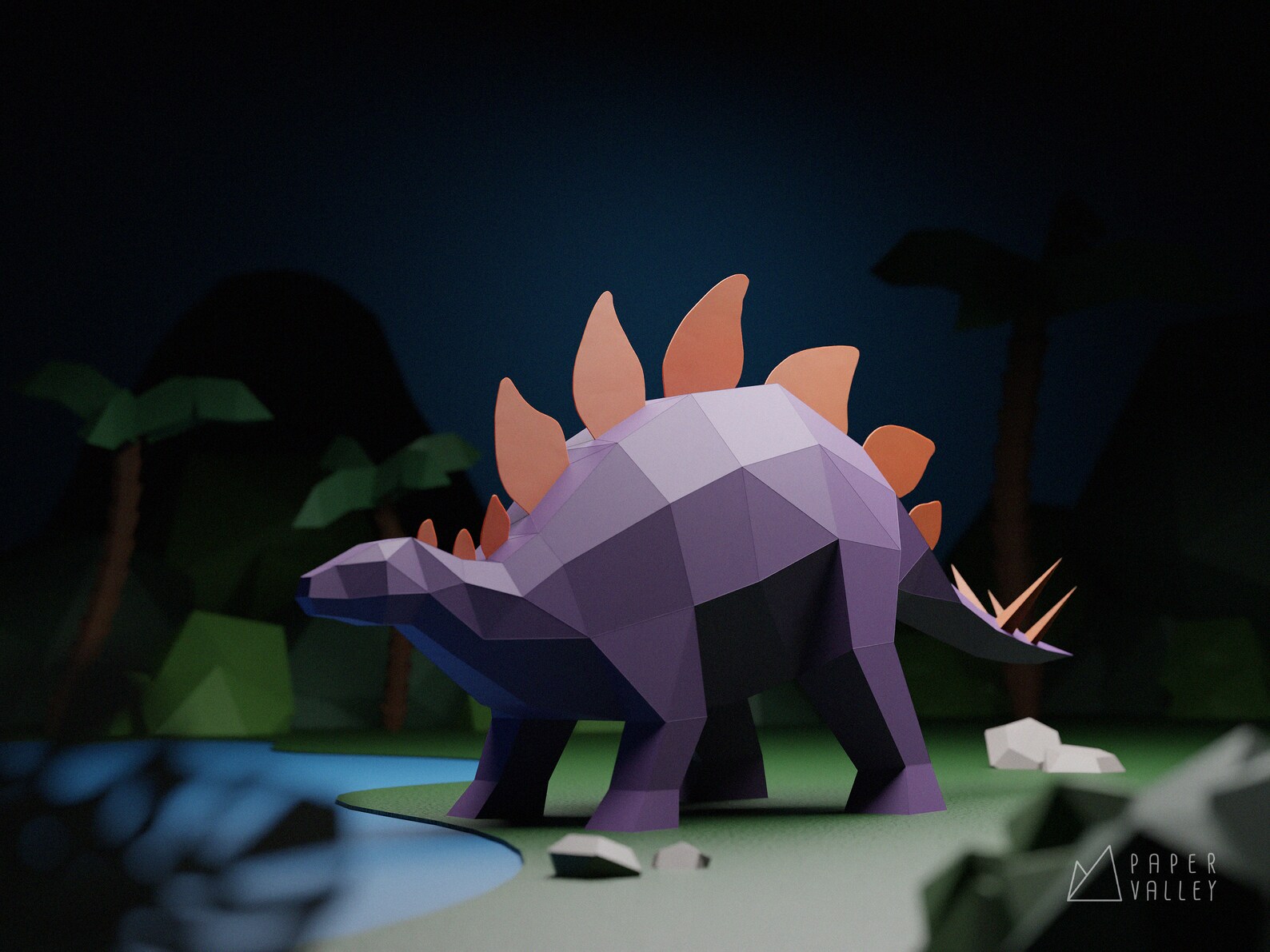 Stegosaurus Papercraft, Dinosaur DIY Home Decor, Paper Animal Sculpture ...