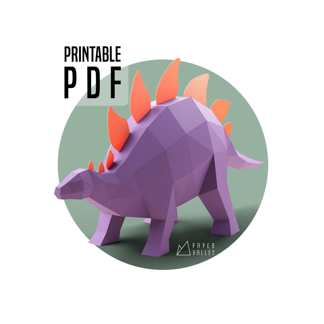 Stegosaurus Papercraft, Dinosaur DIY Home Decor, Paper Animal Sculpture ...