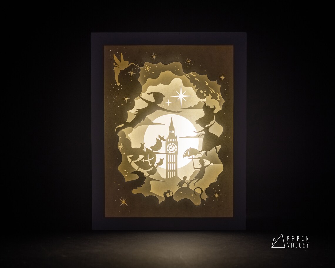 Peter Pan Papercut Lightbox Home Decor Lamp Decorative Night | Etsy ...