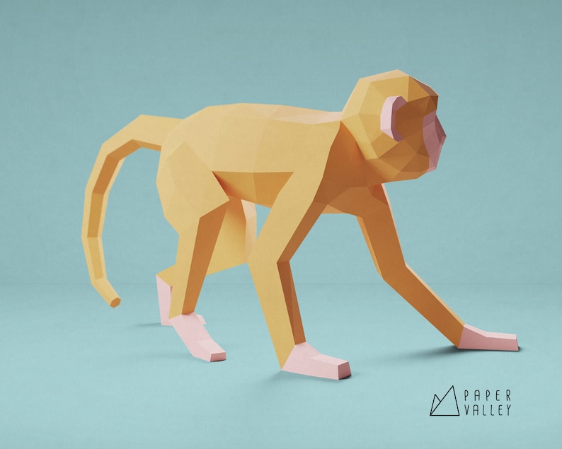 Monkey Papercraft DIY Home Decor Paper Animal Sculpture | Etsy