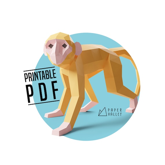 Monkey Papercraft DIY Home Decor Paper Animal Sculpture | Etsy