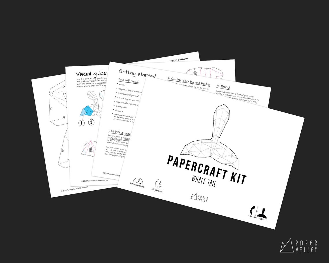 Whale Tail Papercraft DIY Home Decor Paper Animal Sculpture - Etsy