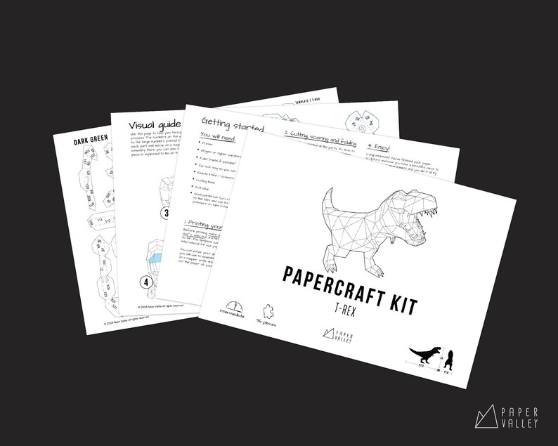 T-rex Papercraft, DIY Home Decor, Dinosaur, Paper Animal Sculpture ...