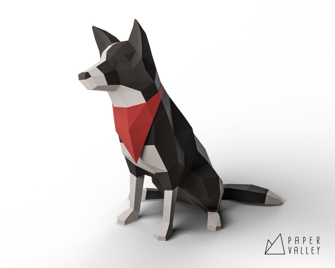 Border Collie Papercraft DIY Home Decor Paper Animal - Etsy