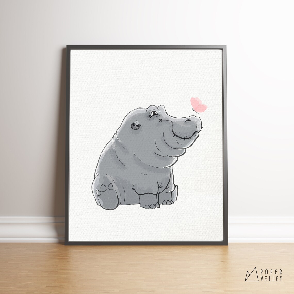 Baby Hippo Print Digital Download Illustration Nursery - Etsy
