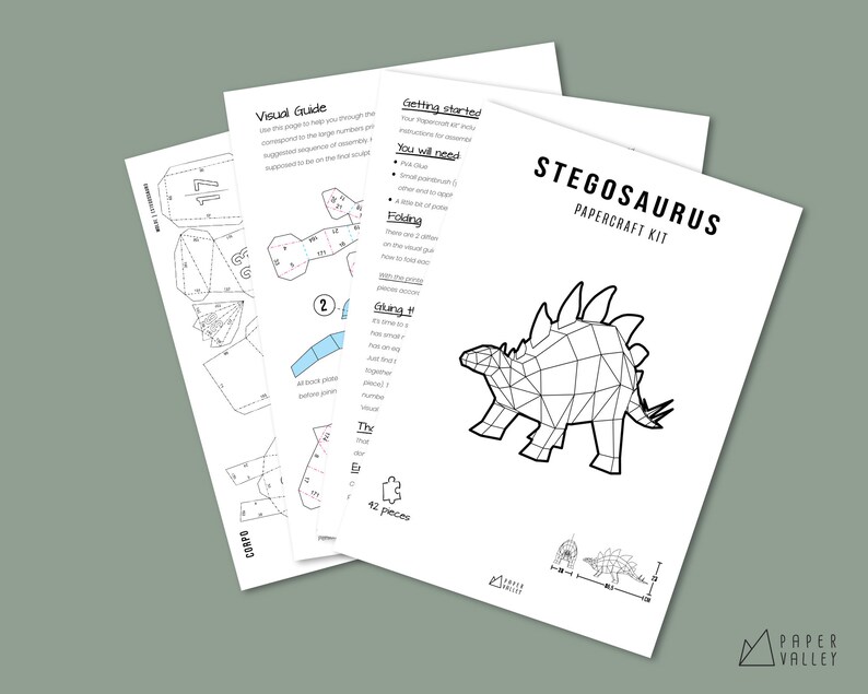 Stegosaurus Papercraft Dinosaur DIY Home Decor Paper Animal - Etsy
