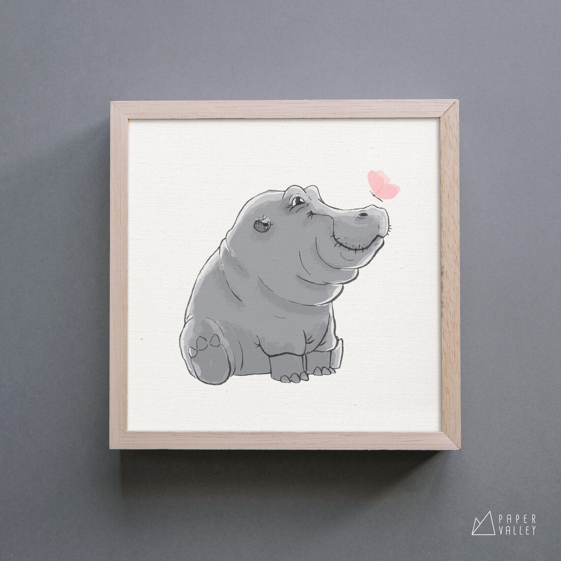 Baby Hippo Print Digital Download Illustration Nursery - Etsy