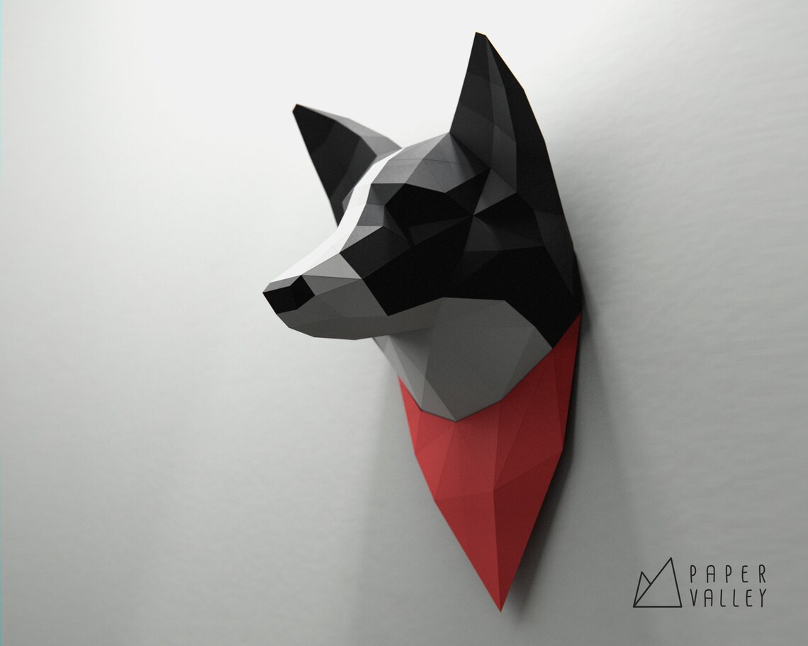 Border Collie Trophy Head Papercraft DIY Home Decor Paper - Etsy New ...