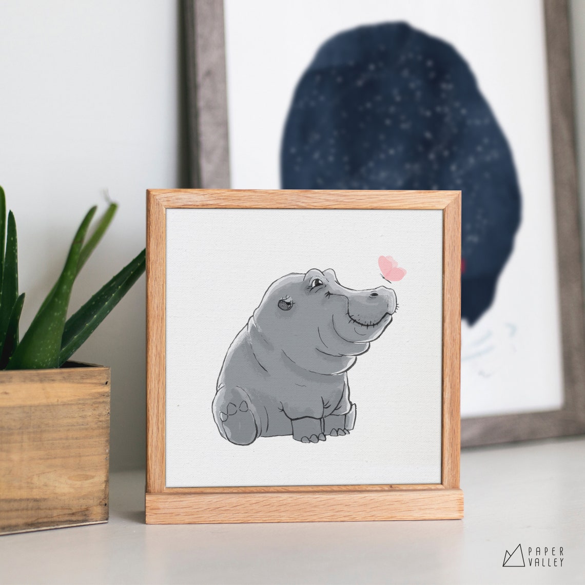 Baby Hippo Print Digital Download Illustration Nursery - Etsy