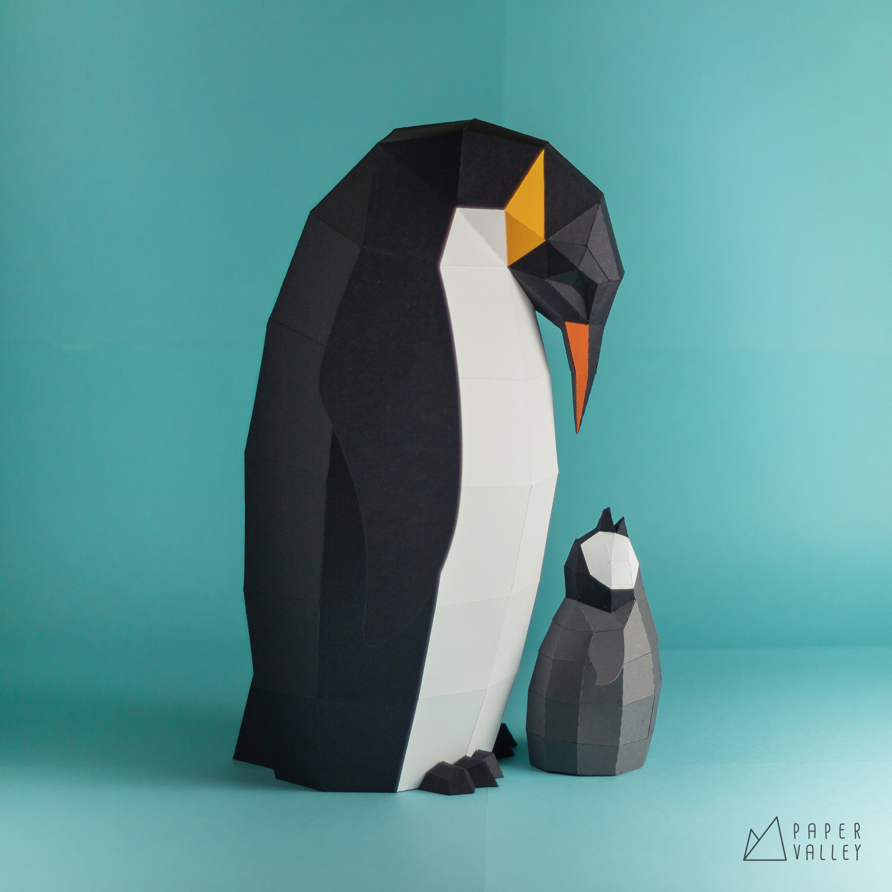 Penguins Papercraft, Momma & Baby, DIY Home Decor, Paper Animal ...