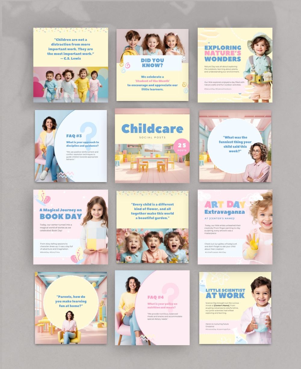 Childcare Social Media Posts Bundles, Canva Editable Social Media ...