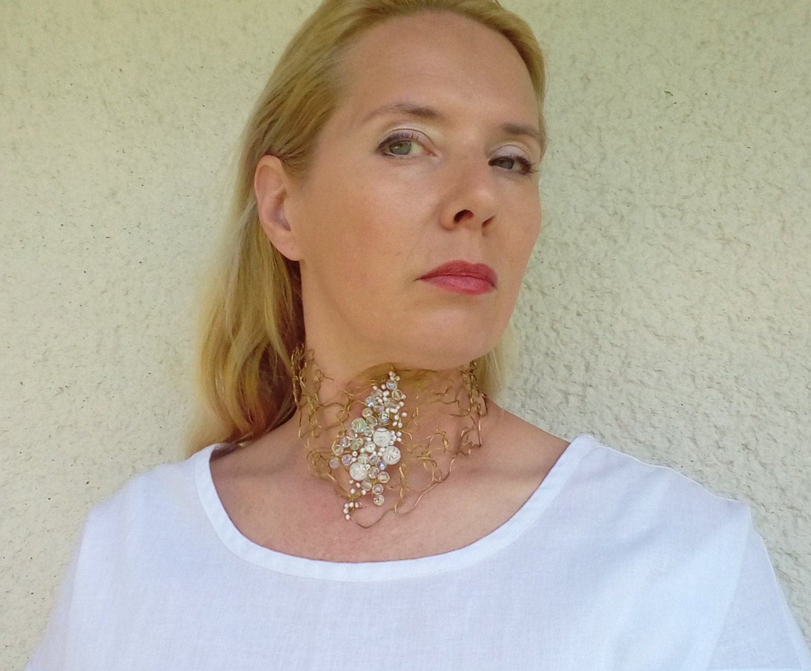 Bridal Necklace for Wedding Big Choker With Rock Crystal - Etsy