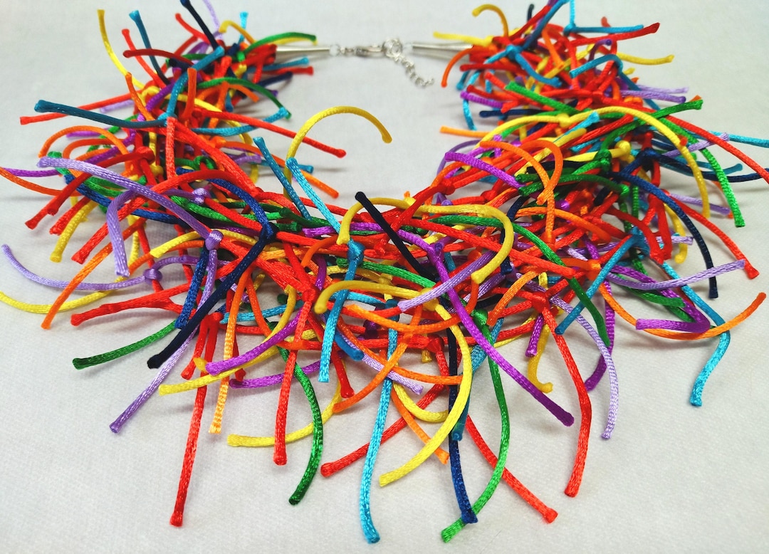 Handmade Satin Statement Necklace: Colorful Fiber Art Jewelry - Etsy