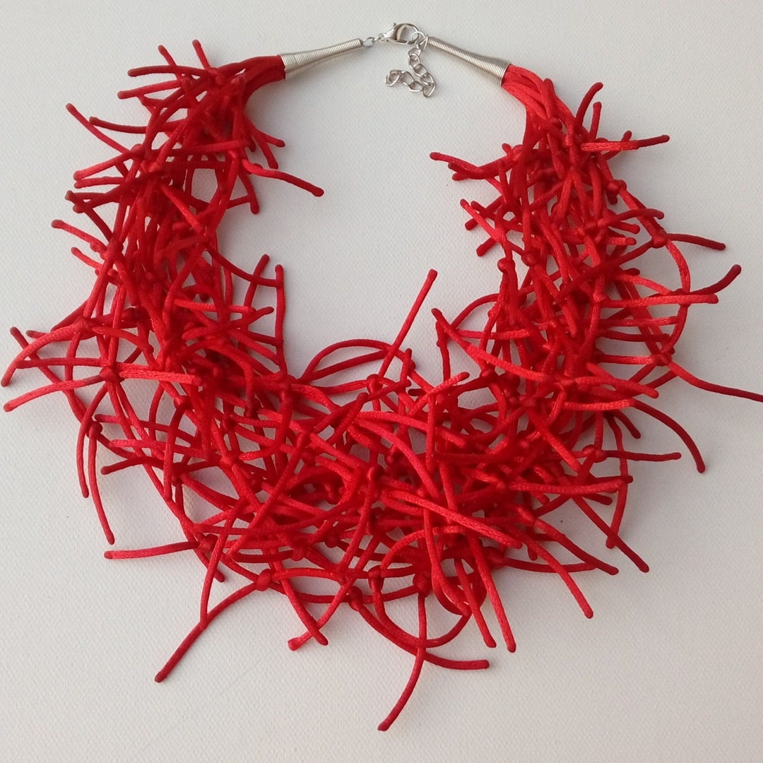 Chunky Red Bib Necklace - Statement Jewelry for Trendy Women - Etsy