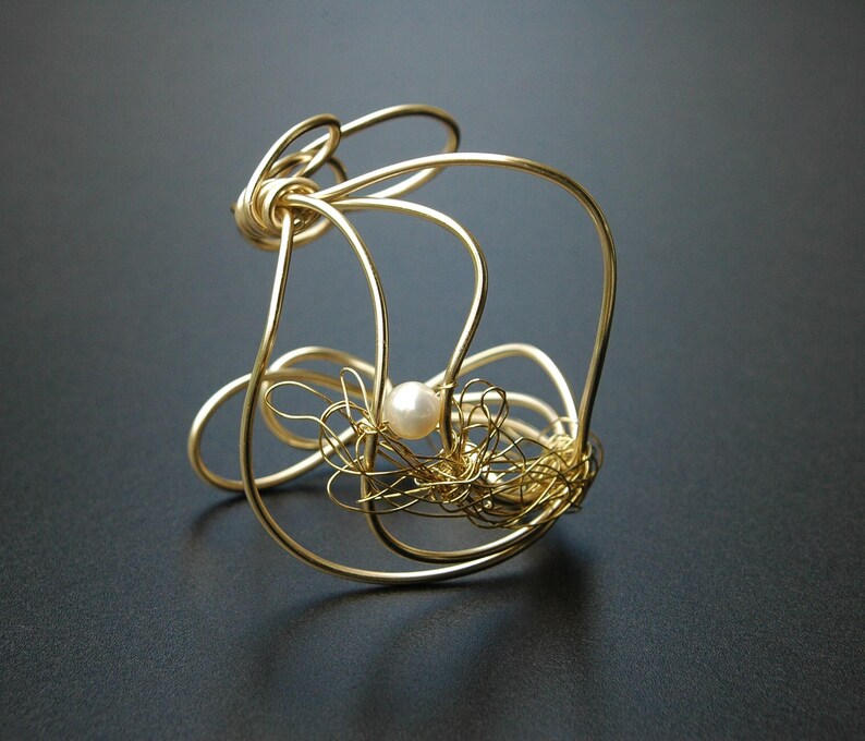 Gold Color Modern Style Bracelet for Weddings, Handmade Statement ...