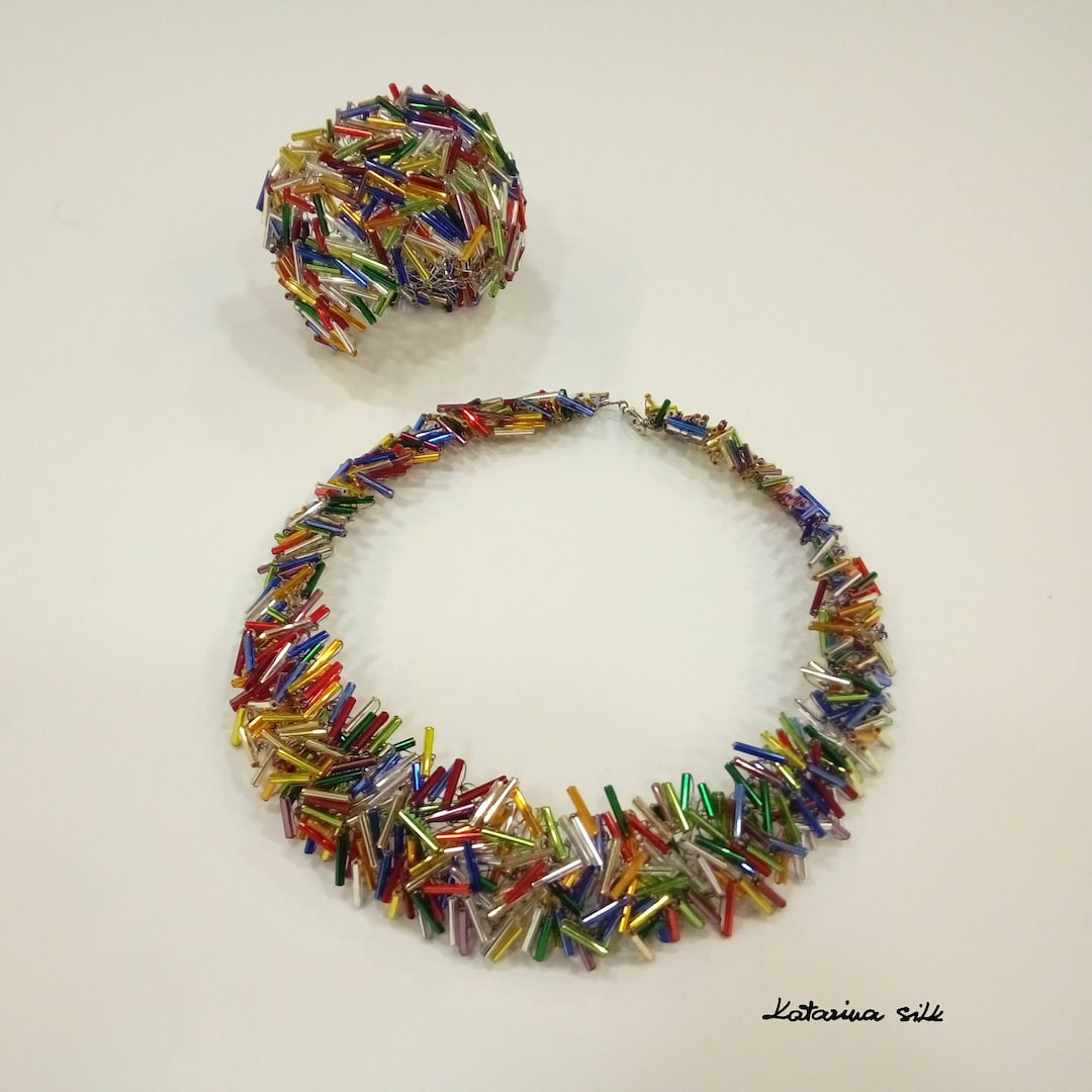 Elegant Jewelry, Rainbow Color Set for Evenings, Handmade Jewelry Set ...