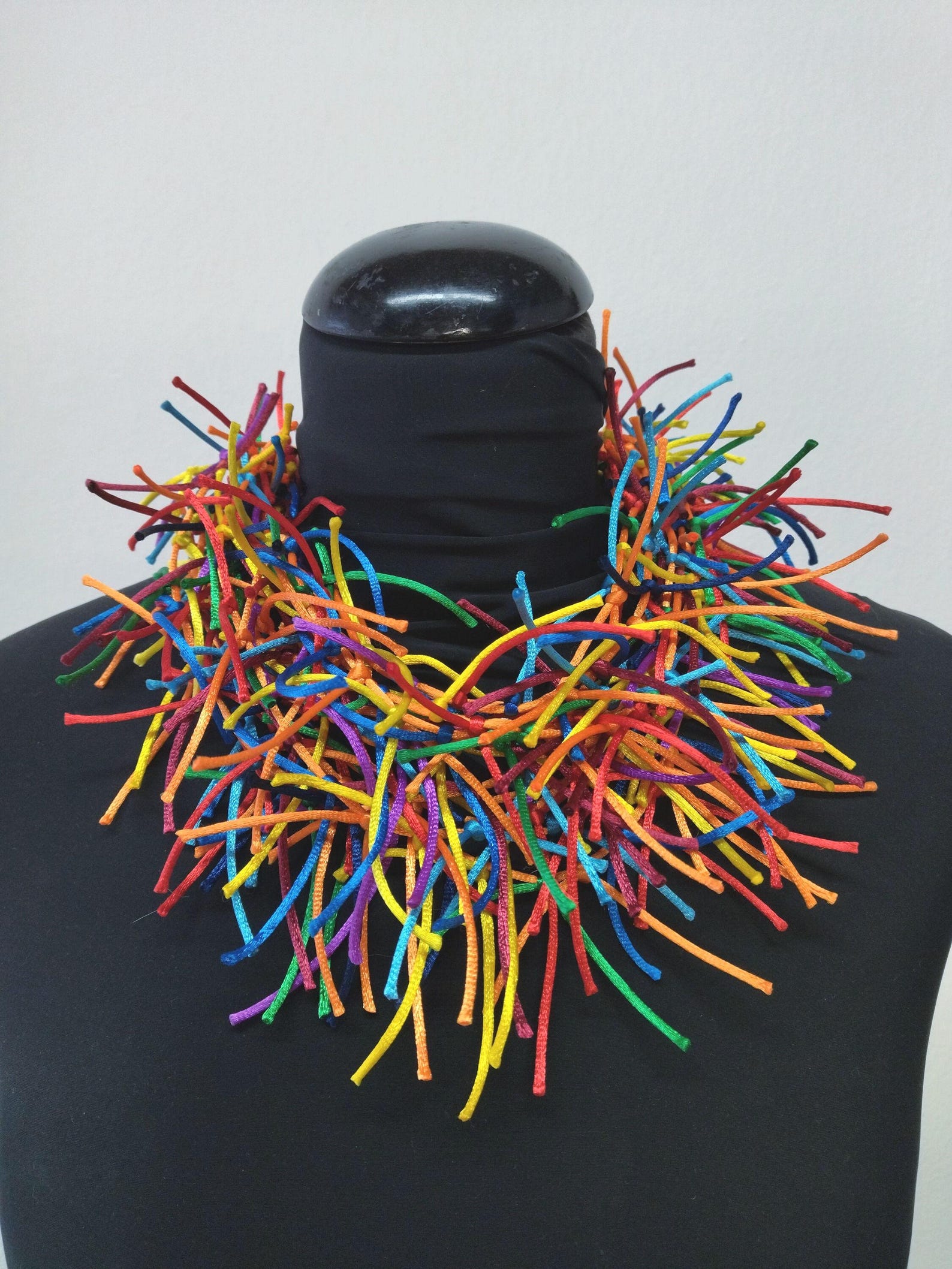 Handmade Rainbow Satin Statement Necklace: Unique Fabric Jewelry - Etsy