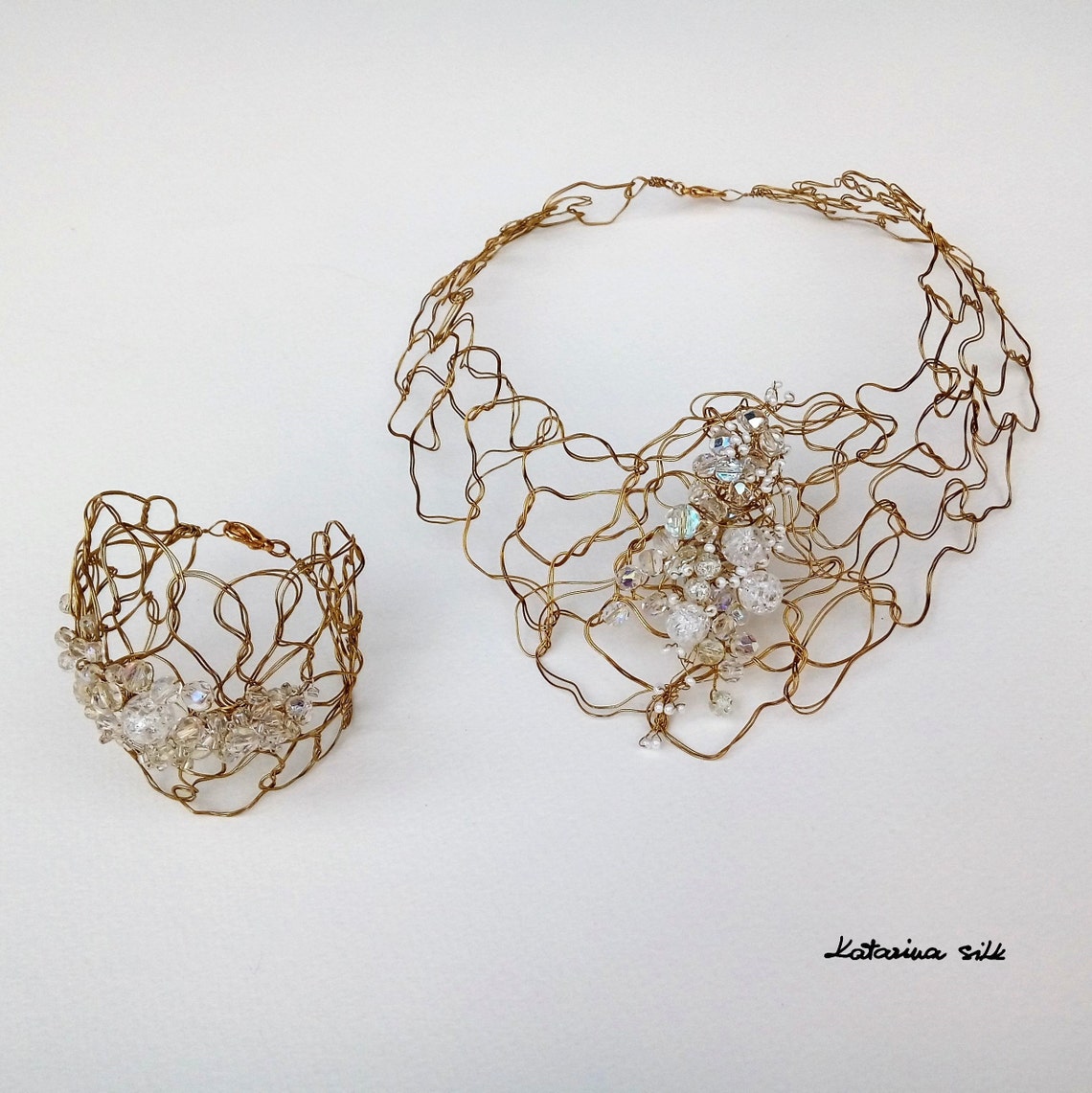 Bridal Necklace for Wedding Big Choker With Rock Crystal - Etsy