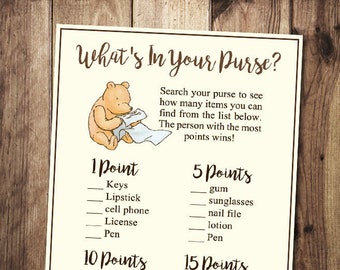 Whats in Your Purse Game Instant Download Printable Baby Shower Games ...