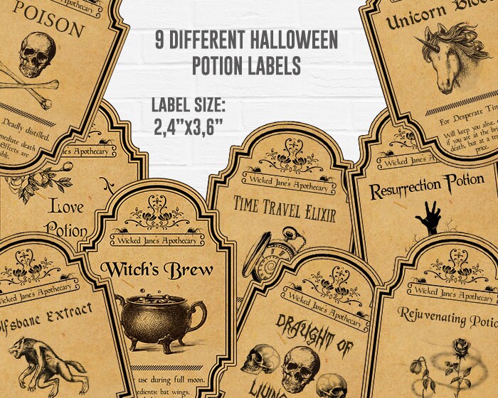 Halloween Apothecary Potions Labels Printable Vintage Jar | Etsy