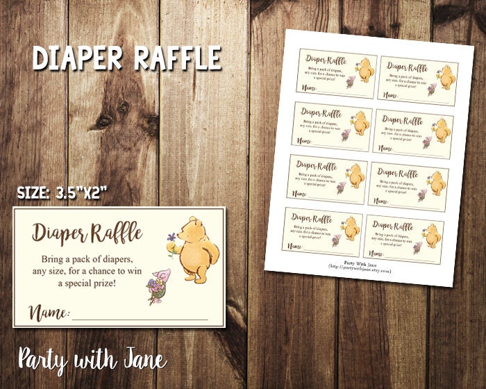 Classic Winnie the Pooh Diaper Raffle Baby Shower Sprinkle - Etsy