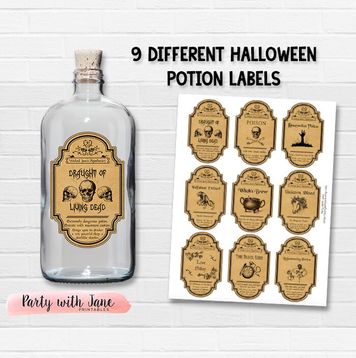 Halloween Apothecary Potions Labels Printable Vintage Jar | Etsy