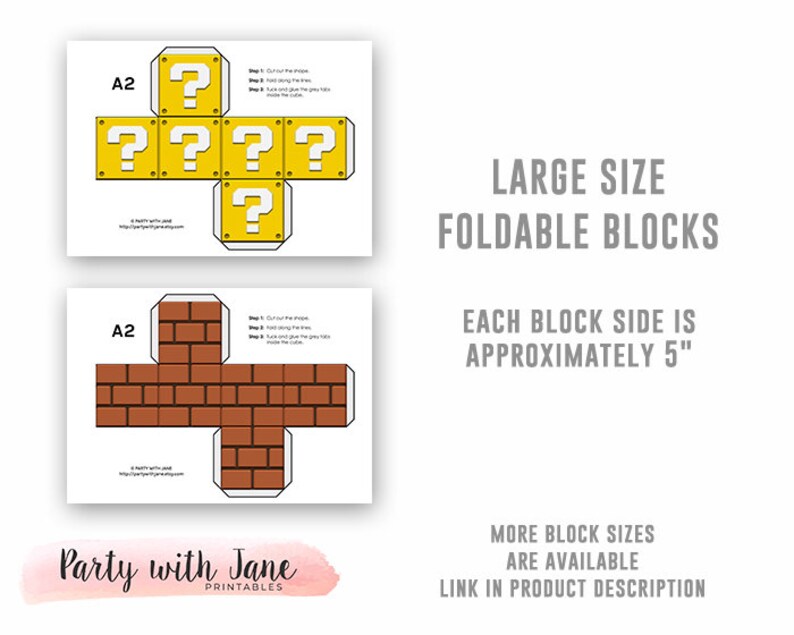 Large Super Mario Blocks Foldable Printable Brick Block - Etsy
