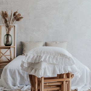 Beautiful Linen Ruffle Pillowcases Set From Soft Linen Fabric ...