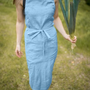 Linen Apron, Long Linen Apron, With Pockets, Bib Apron, Cooking Apron ...