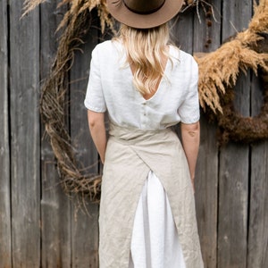 Linen Apron, Long Linen Apron, With Pockets, Bib Apron, Cooking Apron ...