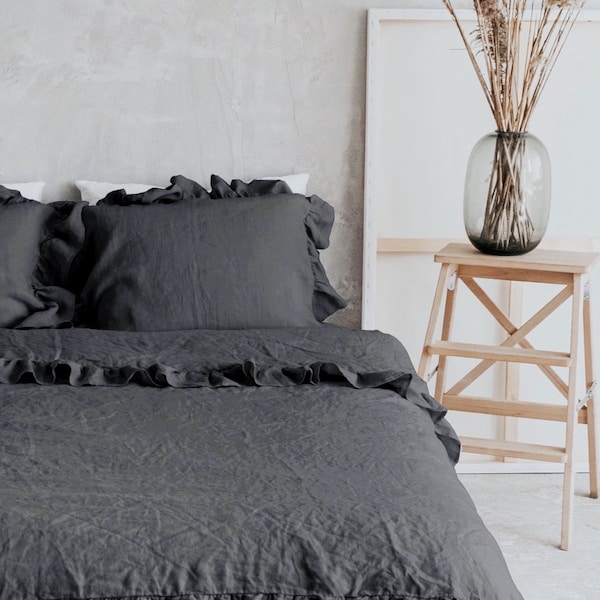 Linen Ruffle Duvet Cover - Etsy