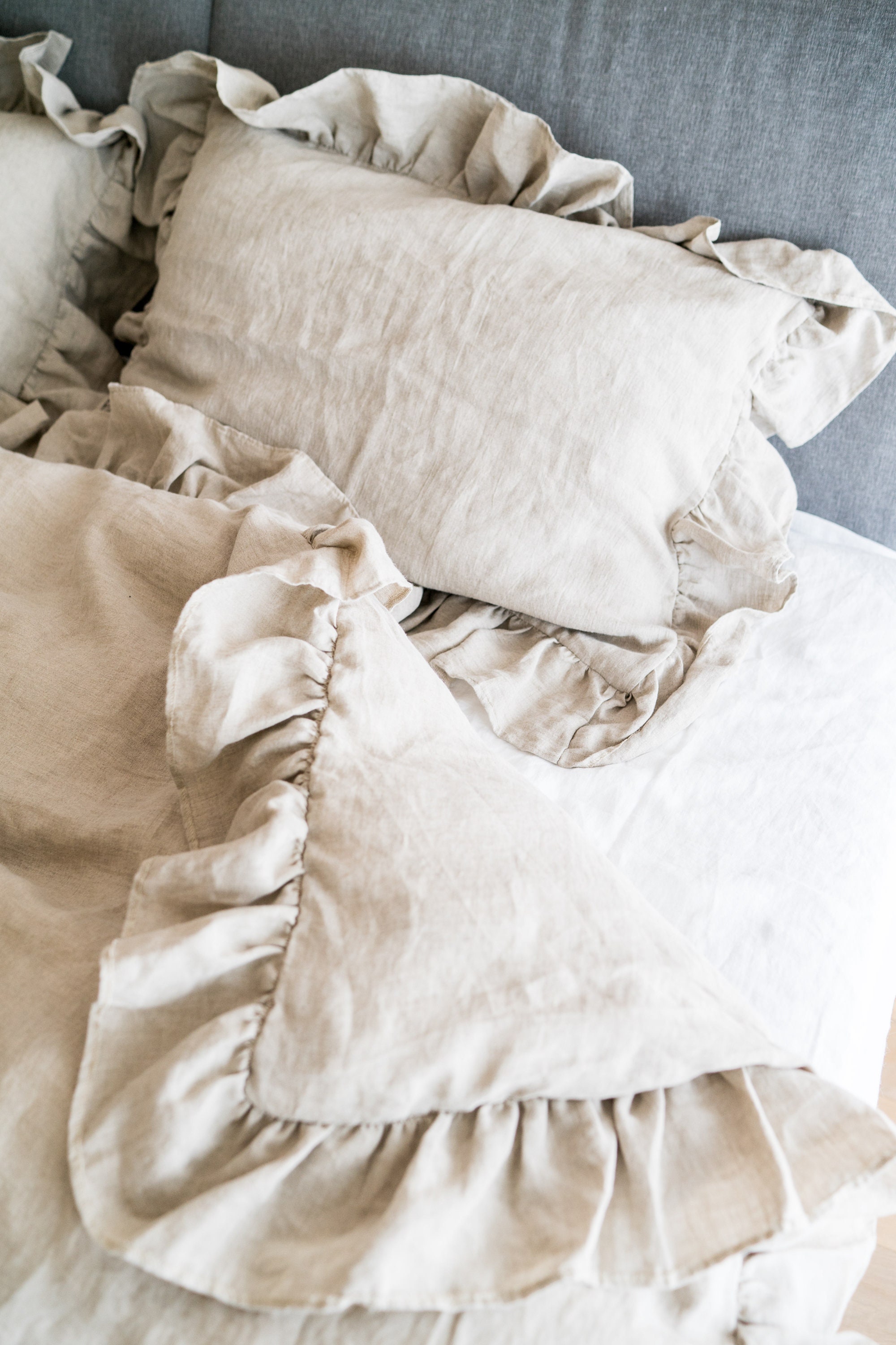 Linen Pillowcase Ruffle Pillowcase Frill Pillowcase Linen | Etsy