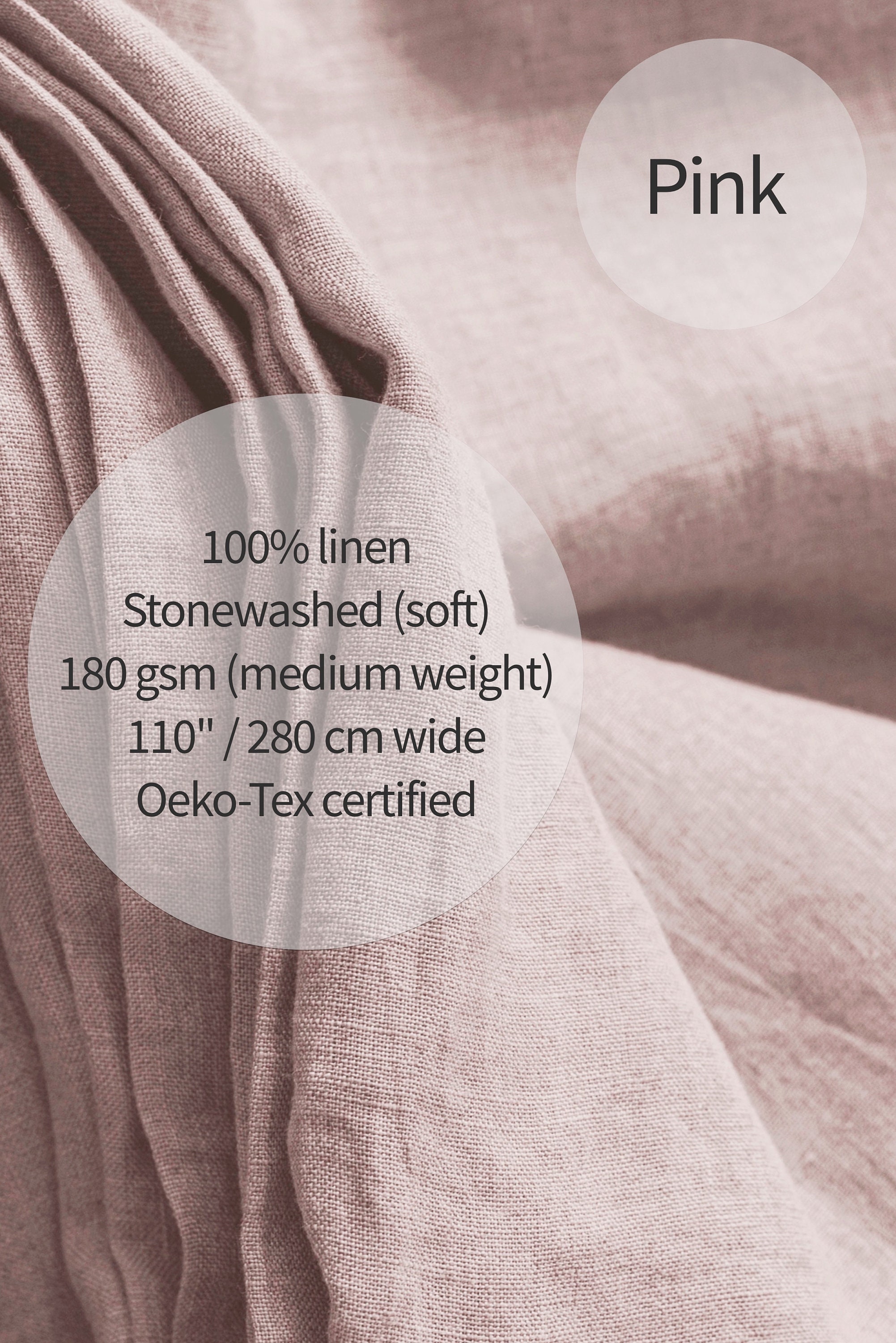 Wide Linen Fabric, 110 Inches (280 Cm) Width, Stonewashed Linen, Fabric ...