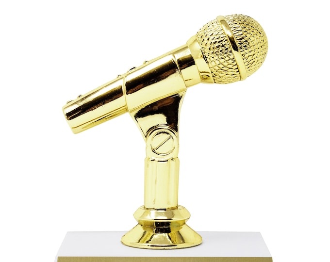 Trophy Microphone Trophy With 3 Lines of Custom Text, 5 Tall Music ...
