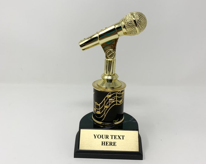 Trophy, Microphone Award Trophy, Personalized Music Award, 7 Tall Music ...