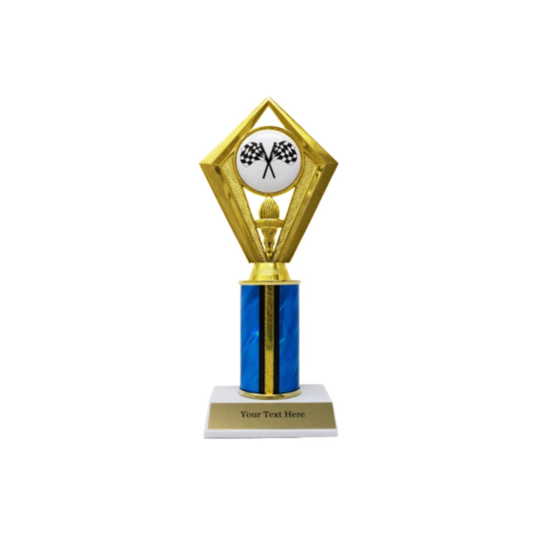 Personalized Championship Checker Flag Trophy Racing Victory Awards, 9 ...