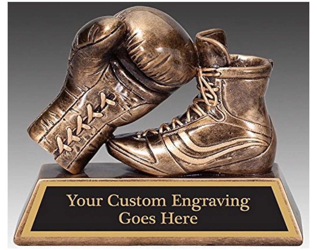 Boxer, Boxing Gloves, Boxing Shoes Award Trophy Golden Resin Sculpture ...