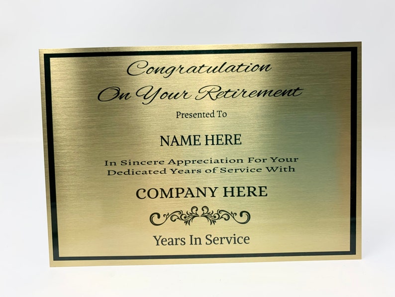 Plaque Customized Retirement Freestanding 8x7x4 Plaque Plate - Etsy