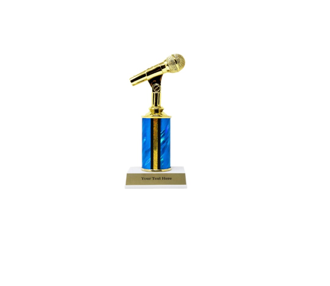 Trophy Microphone Trophy With 3 Lines of Custom Text, 9" Tall Music ...