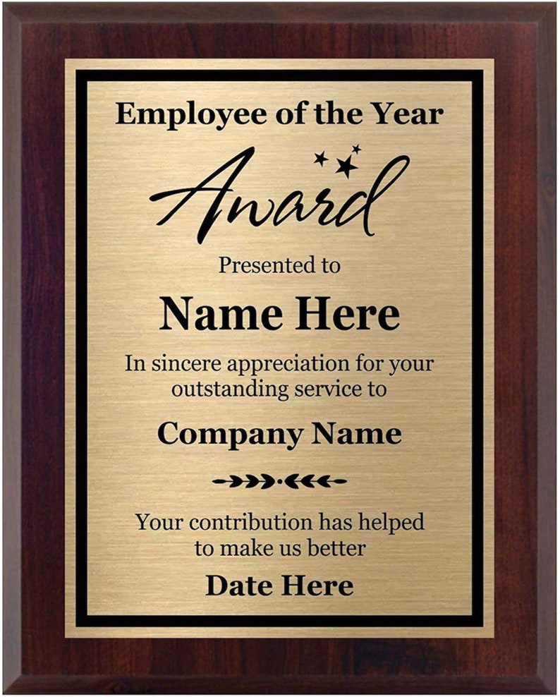 Customized Employee Of The Year Plaque 8X6 Personalized Gift Etsy Customized Employee Of The Year Plaque 8X6 Personalized Gift Etsy