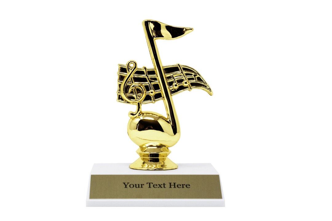 Music Note Trophy With 3 Lines of Custom Text, 5" Tall Music Trophies ...