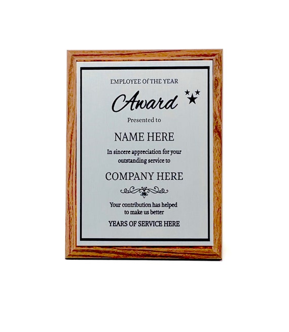 Customized Employee of the Year Plaque 8X6 Personalized Gift | Etsy