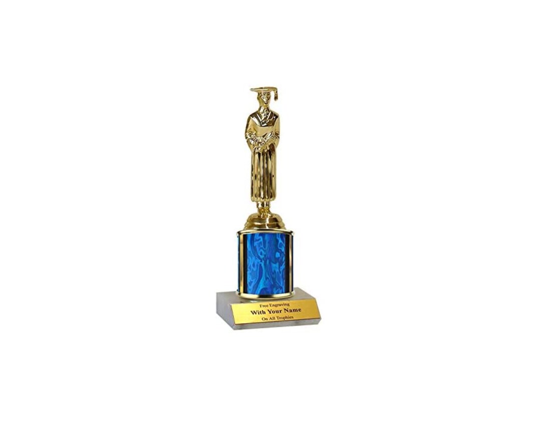 Participation Trophy Has a Graduate Figurine on a 2 Colored Column ...
